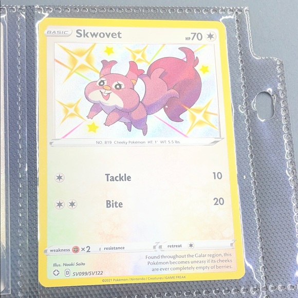Pokemon | Toys | Pokemon Skwovet Trading Card Yellow And Pink | Poshmark